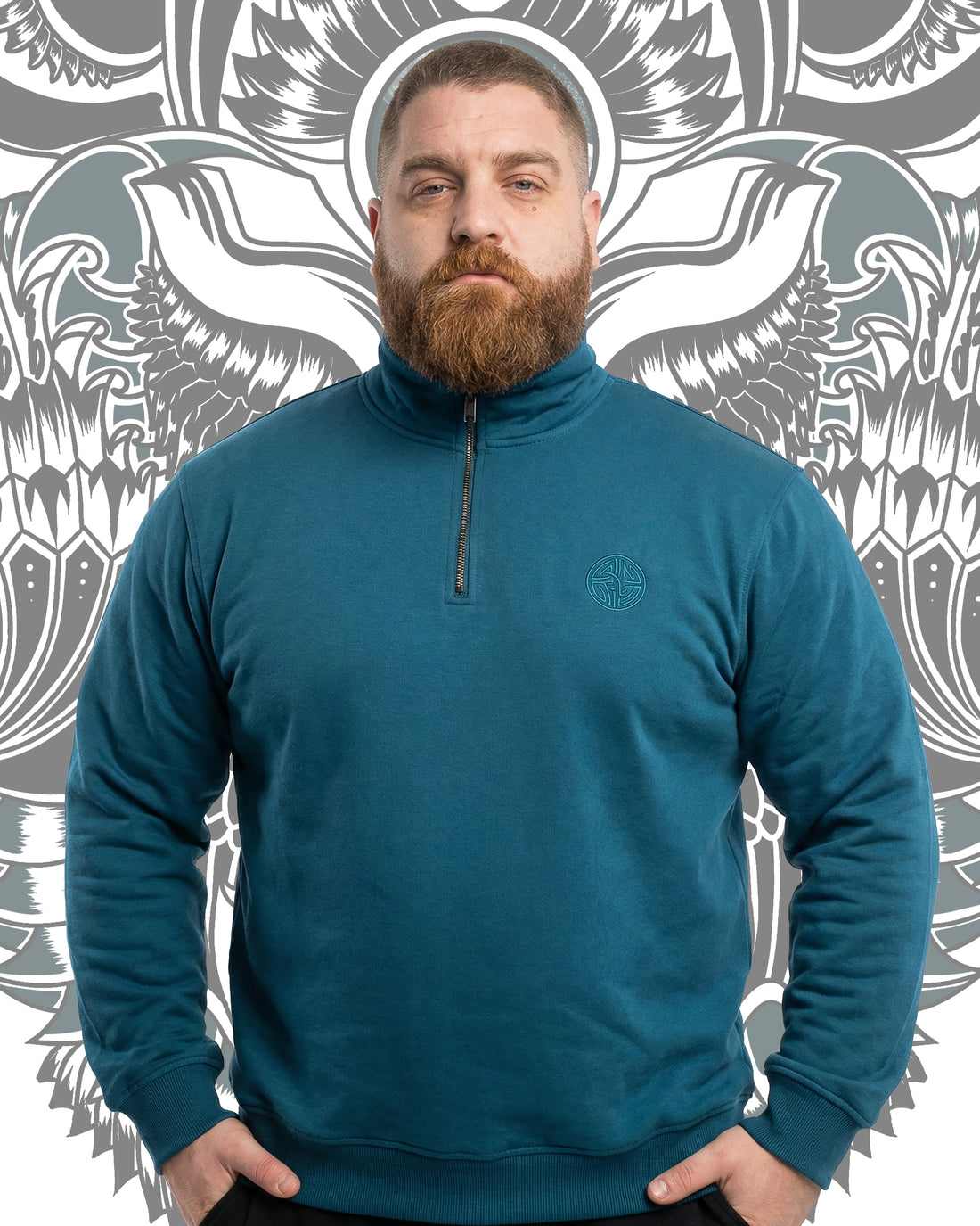 PETROL BLUE QUARTER ZIP – DEEBDESIGNS